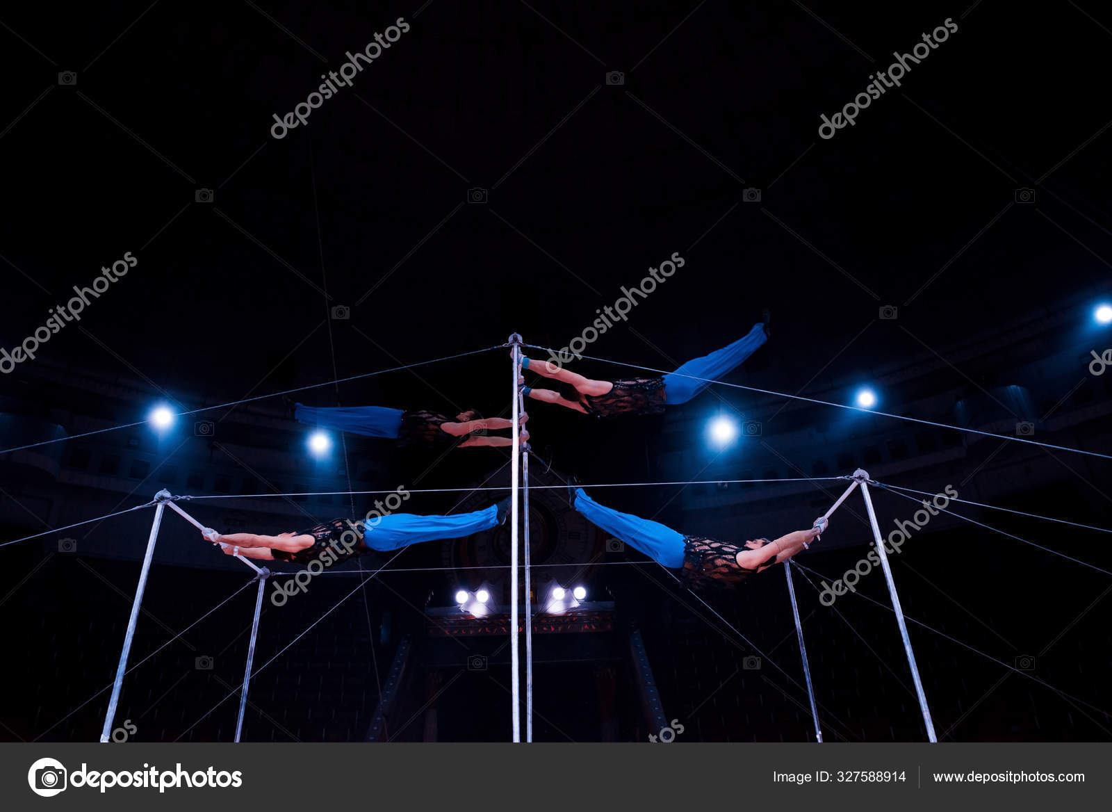 Four Acrobats Performing Horizontal Bars Circus Stock Photo by ...