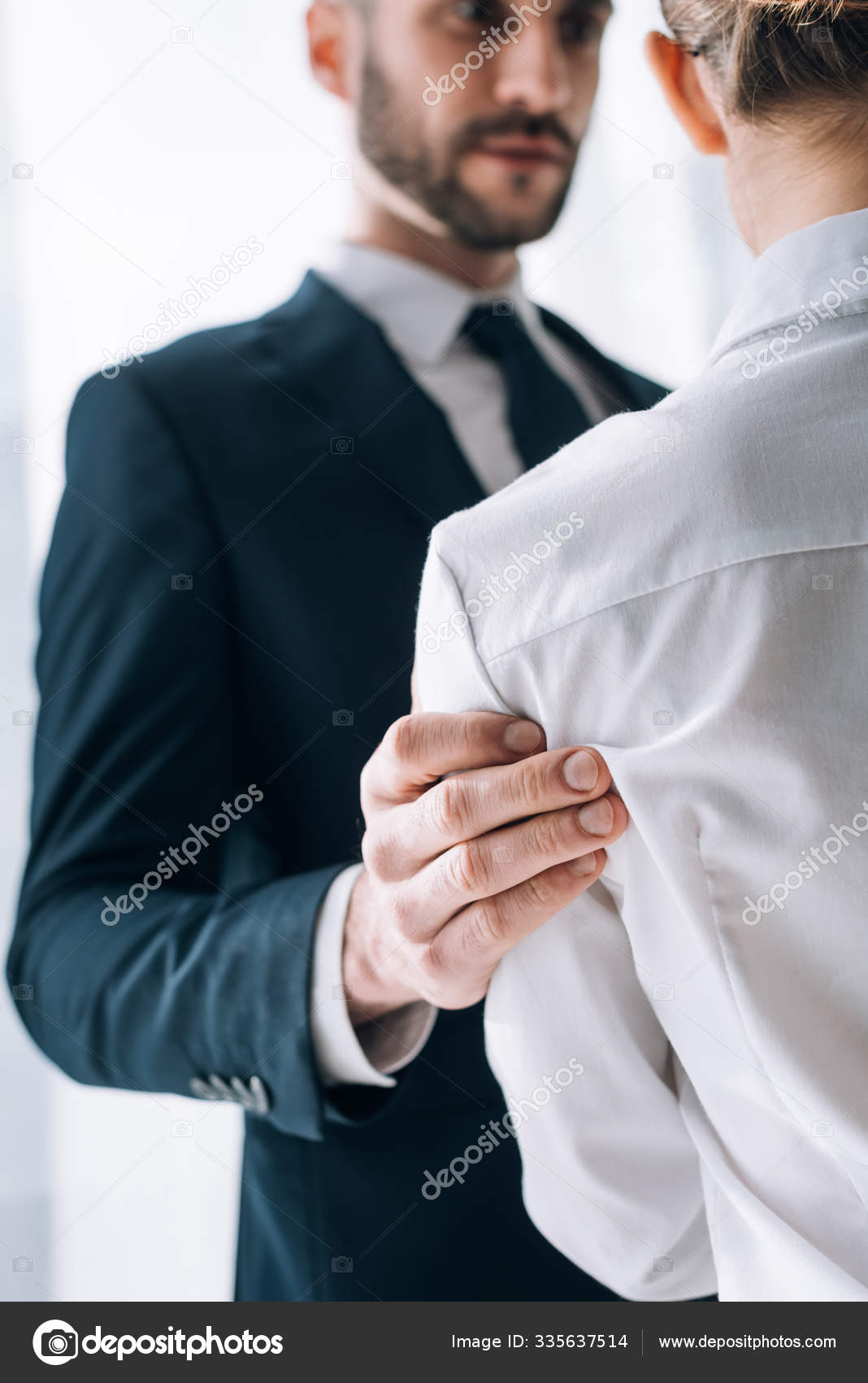 Selective Focus Businessman Touching Hand Secretary Office — Stock ...