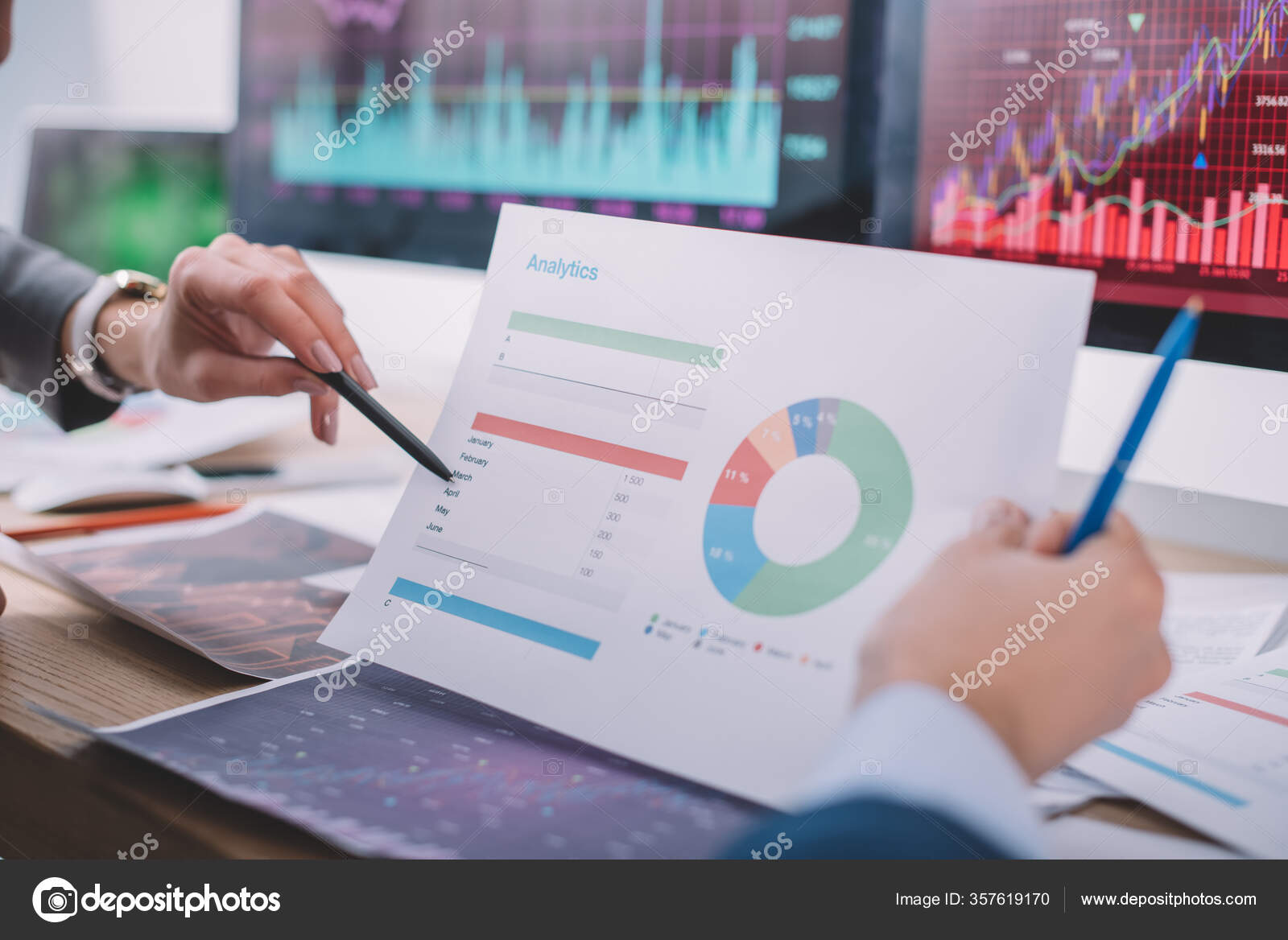 Cropped View Computer Systems Analysts Working Charts Table — Stock Photo © HayDmitriy #357619170
