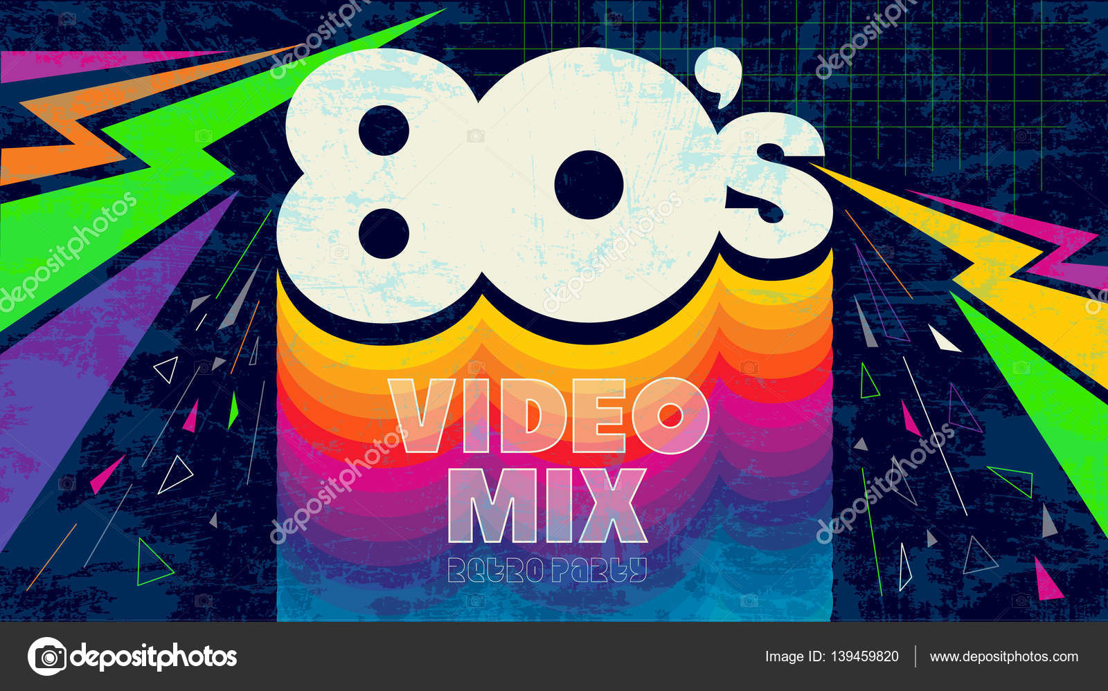 80's video mix. Vintage retro party. Fashion, graphic background style ...