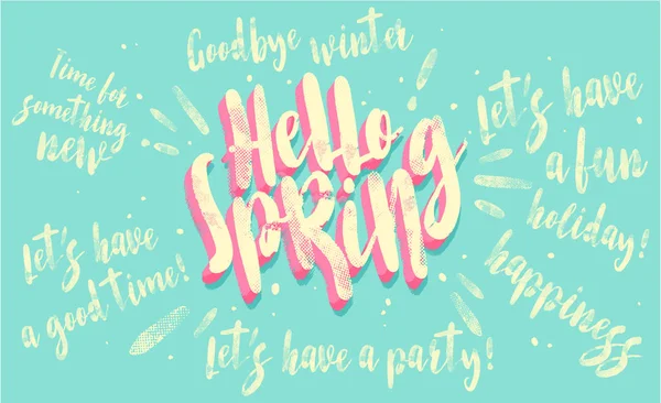 Hello Spring Banner Trendy Texture Season Vocation Weekend Holiday Logo ...