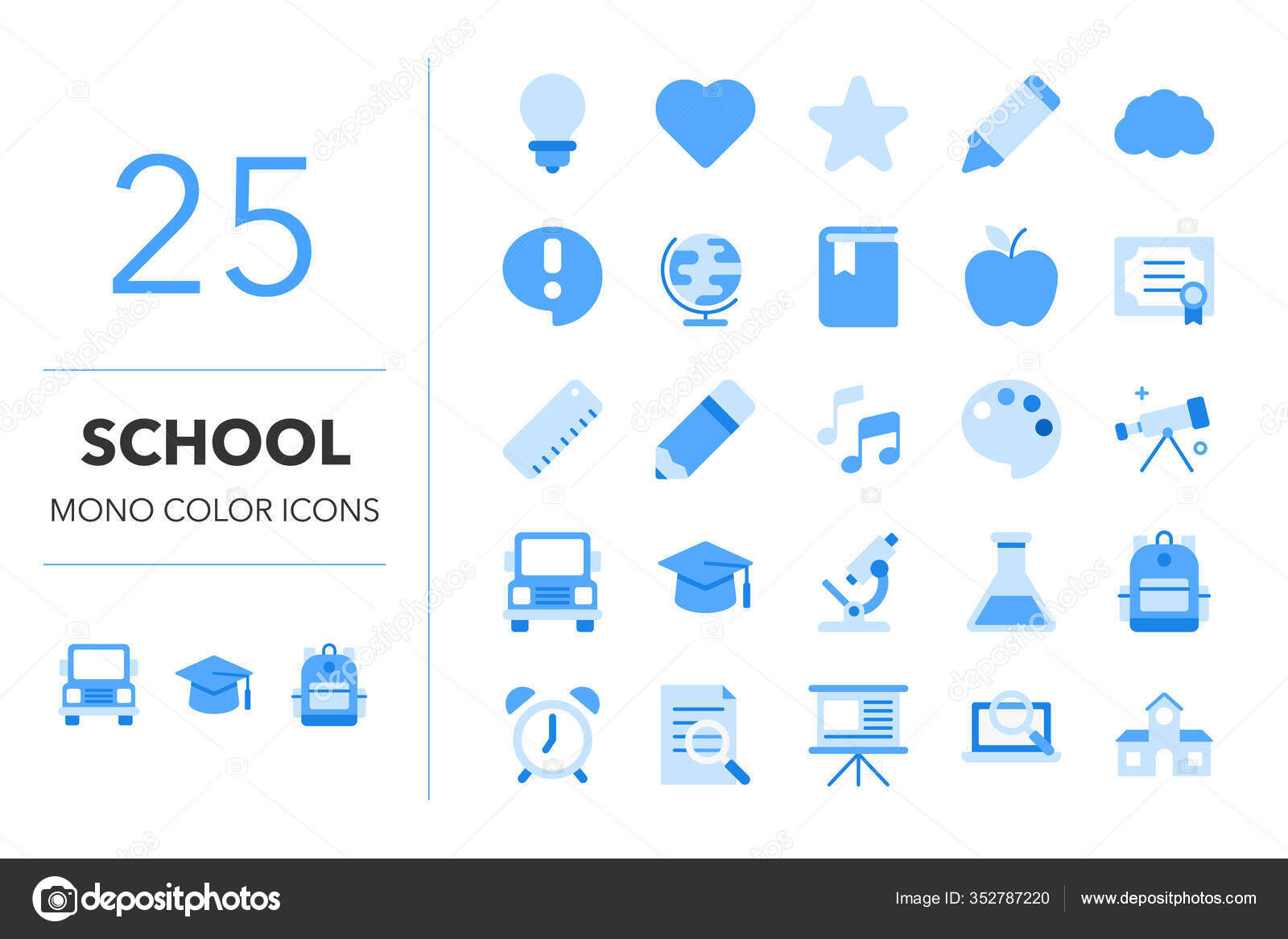 Simple Set School Related Vector Mono Color Flat Icons Contains Stock ...