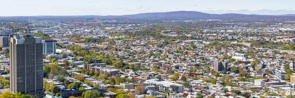 Quebec City in Canada, aerial view with modern monuments, typical roofs ...
