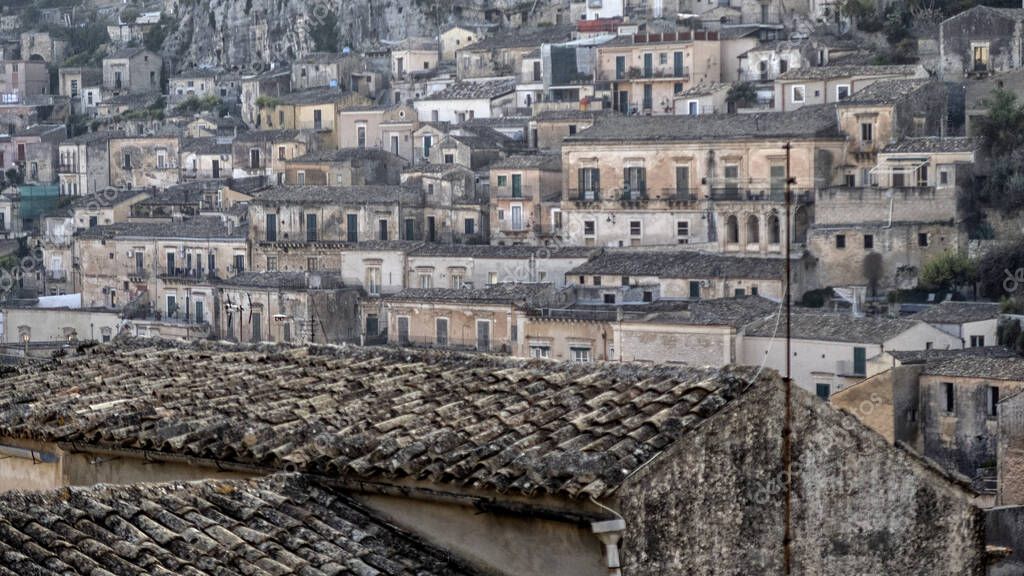 Vista al centro histórico de la ciudad de Modica en Sicilia. Italia. 2024