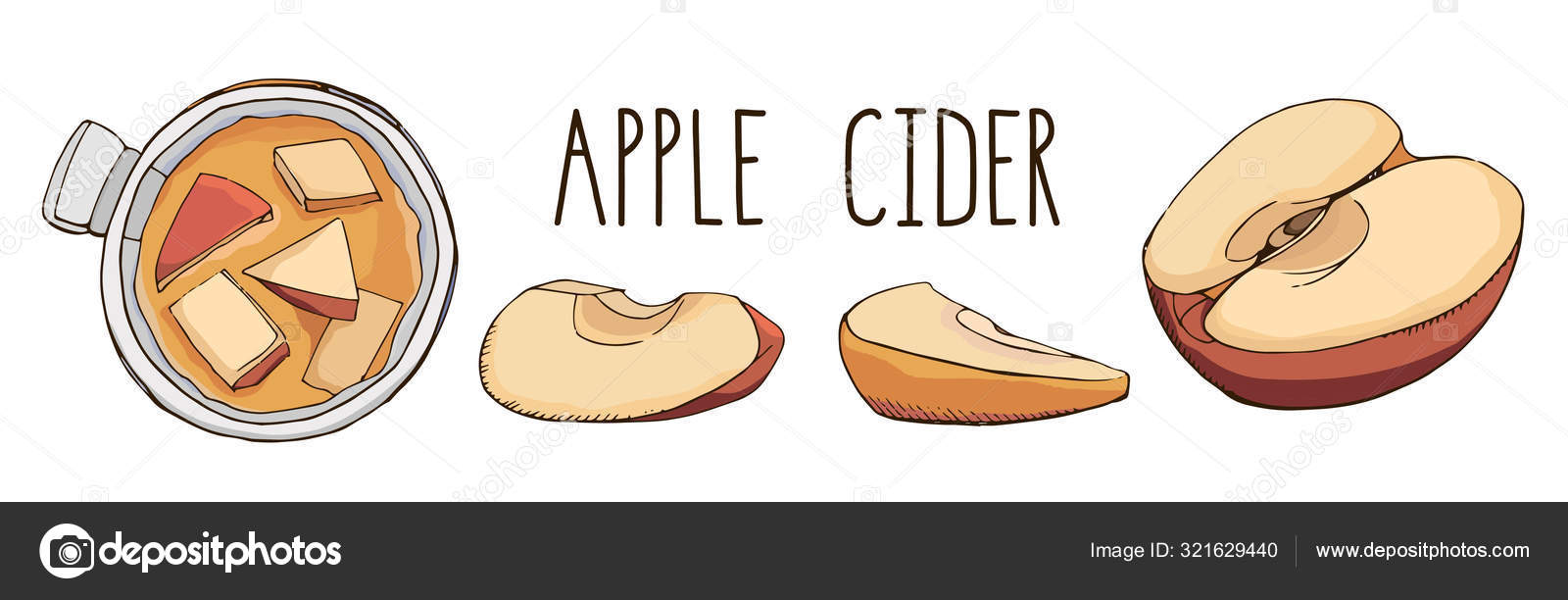 Set of hand drawn vector elements in orange red and blue colors ...