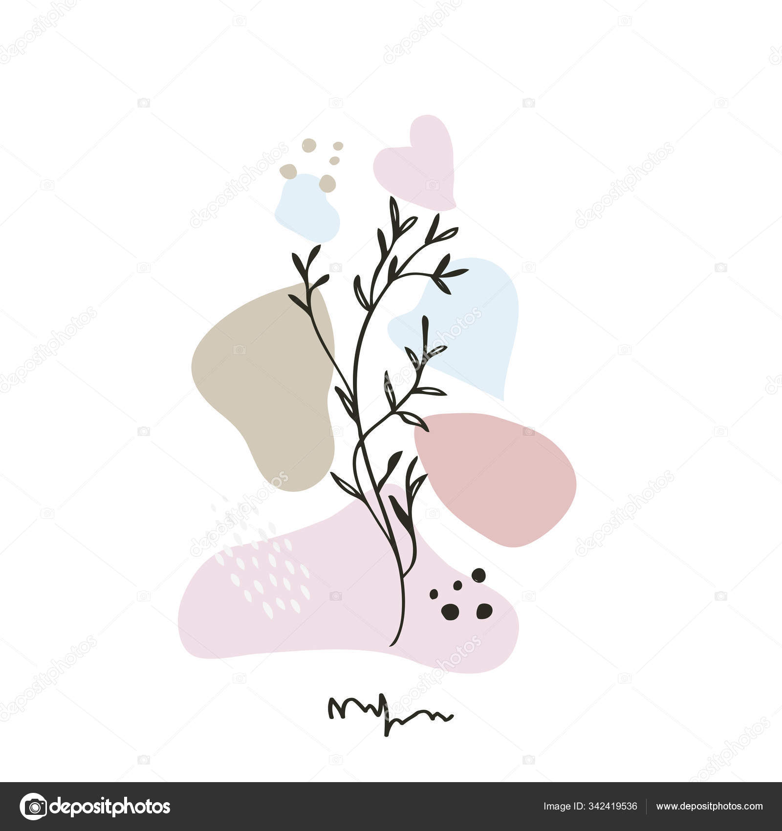 Hand drawn abstract leaves background isolated on white. Vector Stock ...