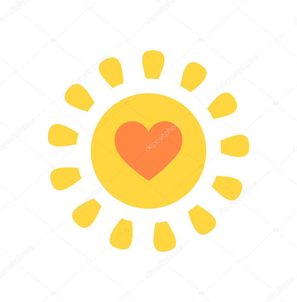 Cute sun with heart Stock Vector by ©Studiobarcelona 127553106
