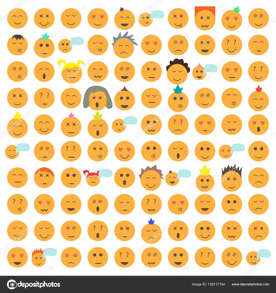 100 smile set in flat style Stock Vector Image by ©0112angel #159117154