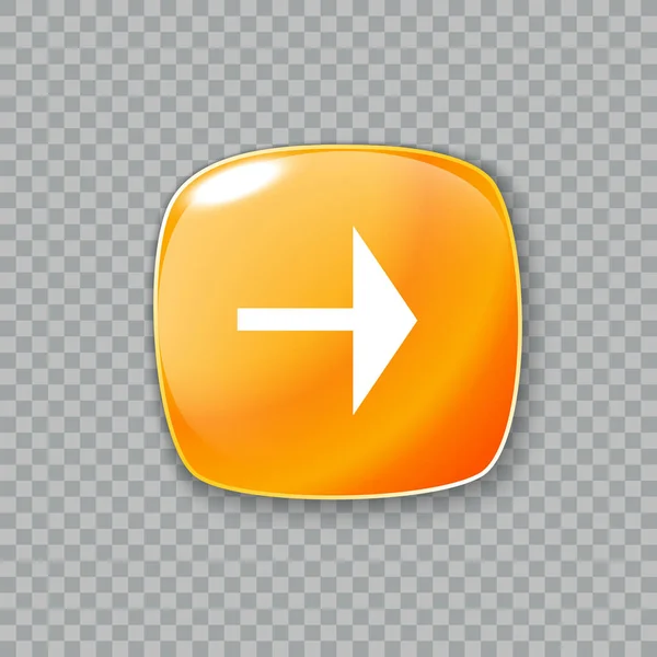 Right arrow icon. Glossy orange button. Vector illustration - Stock ...