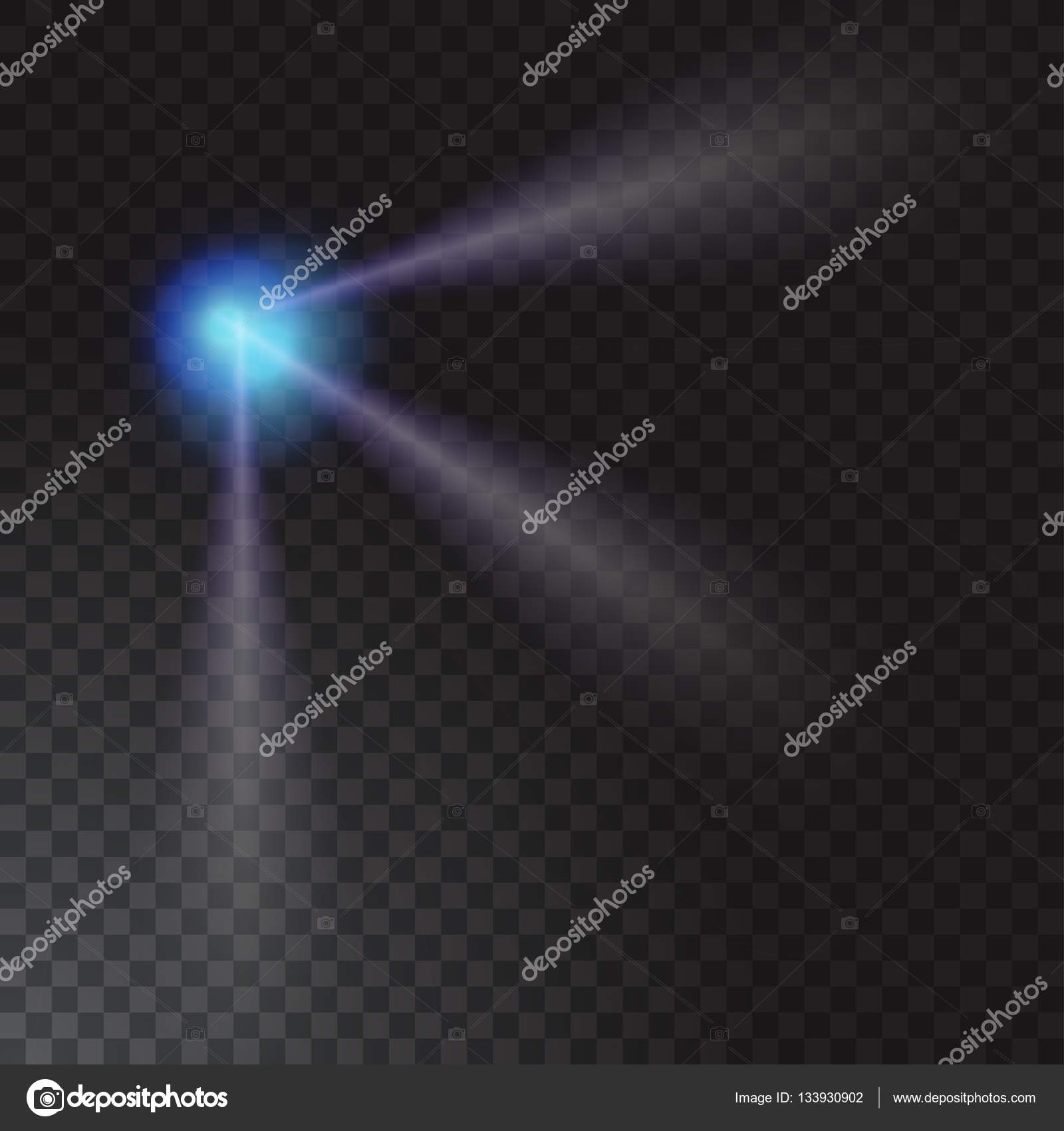 Realistic beam light on transparent background. Vector illustration ...