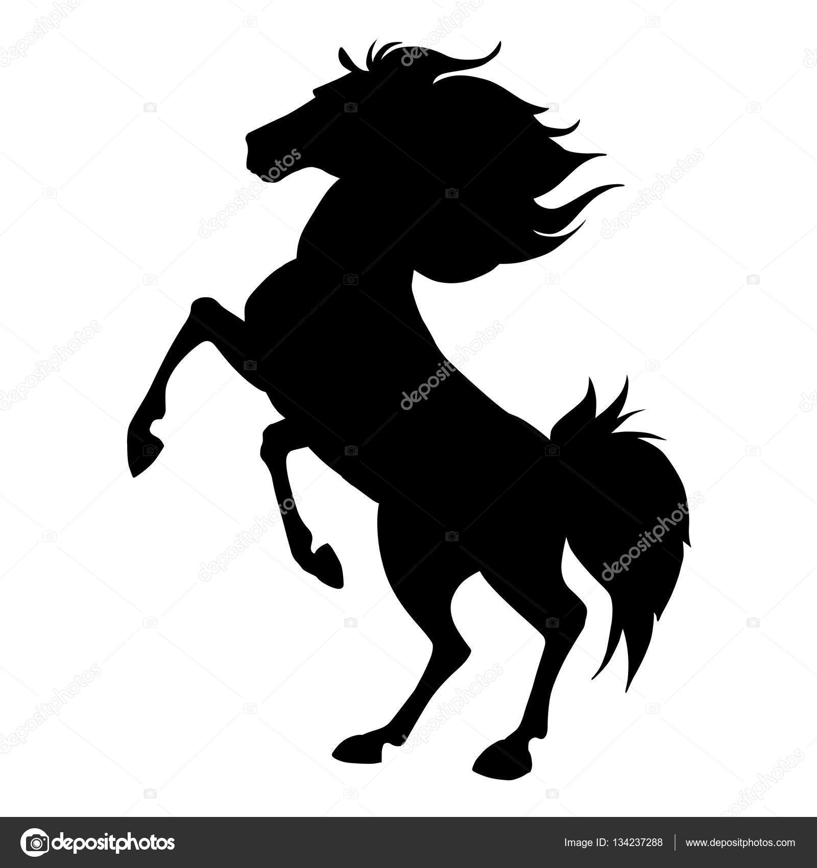 Black horse prancing silhouette. Vector illustration Stock Vector by ...