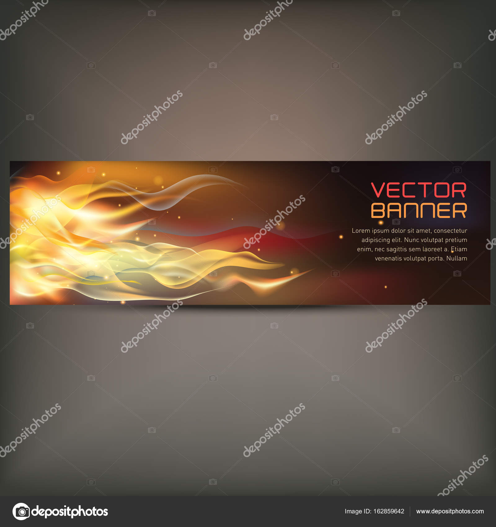 Illustration of fire flame banner on gray background Stock Vector Image ...