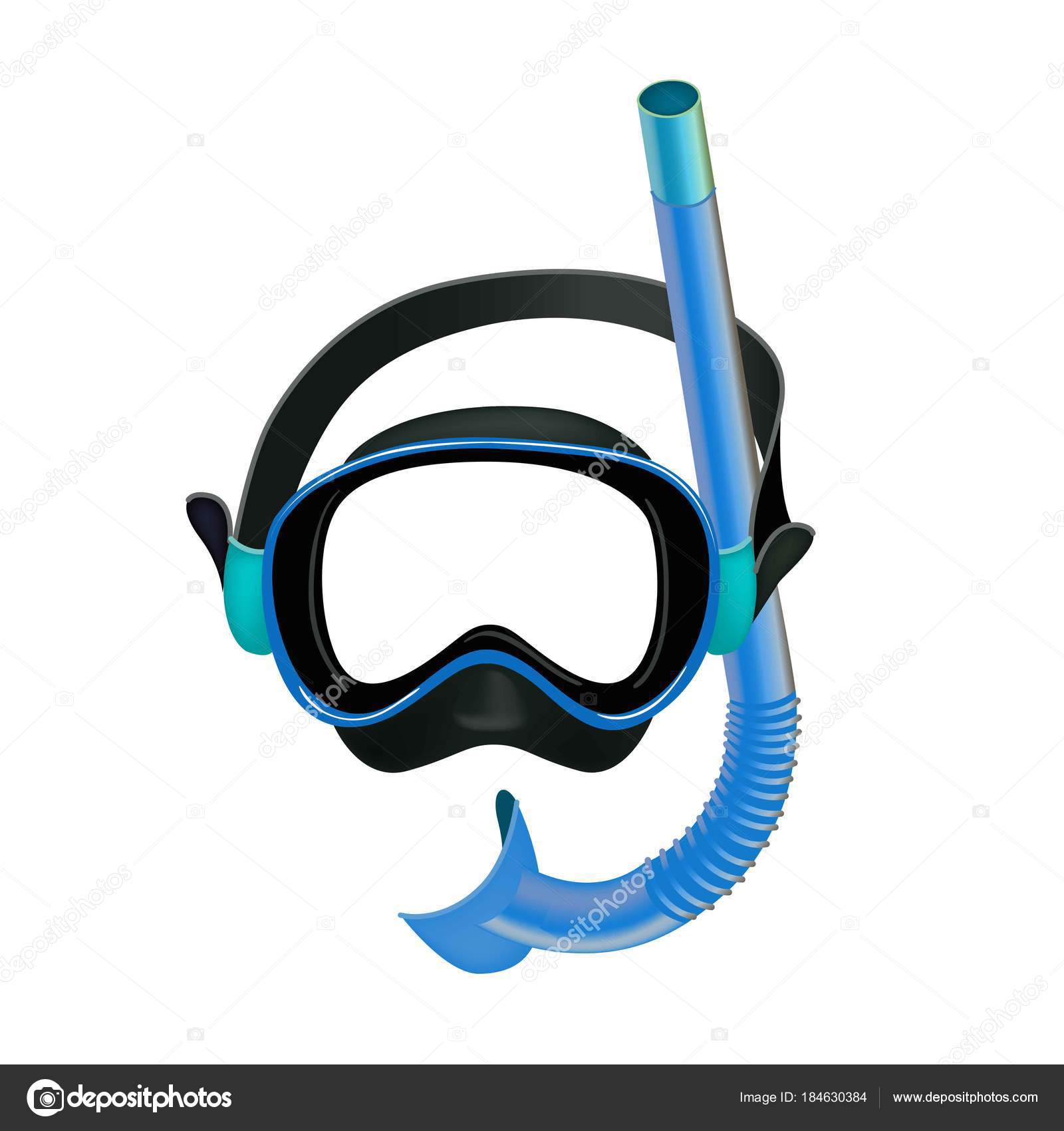 Blue diving mask, diving tube, swimming equipment, snorkeling — Stock ...
