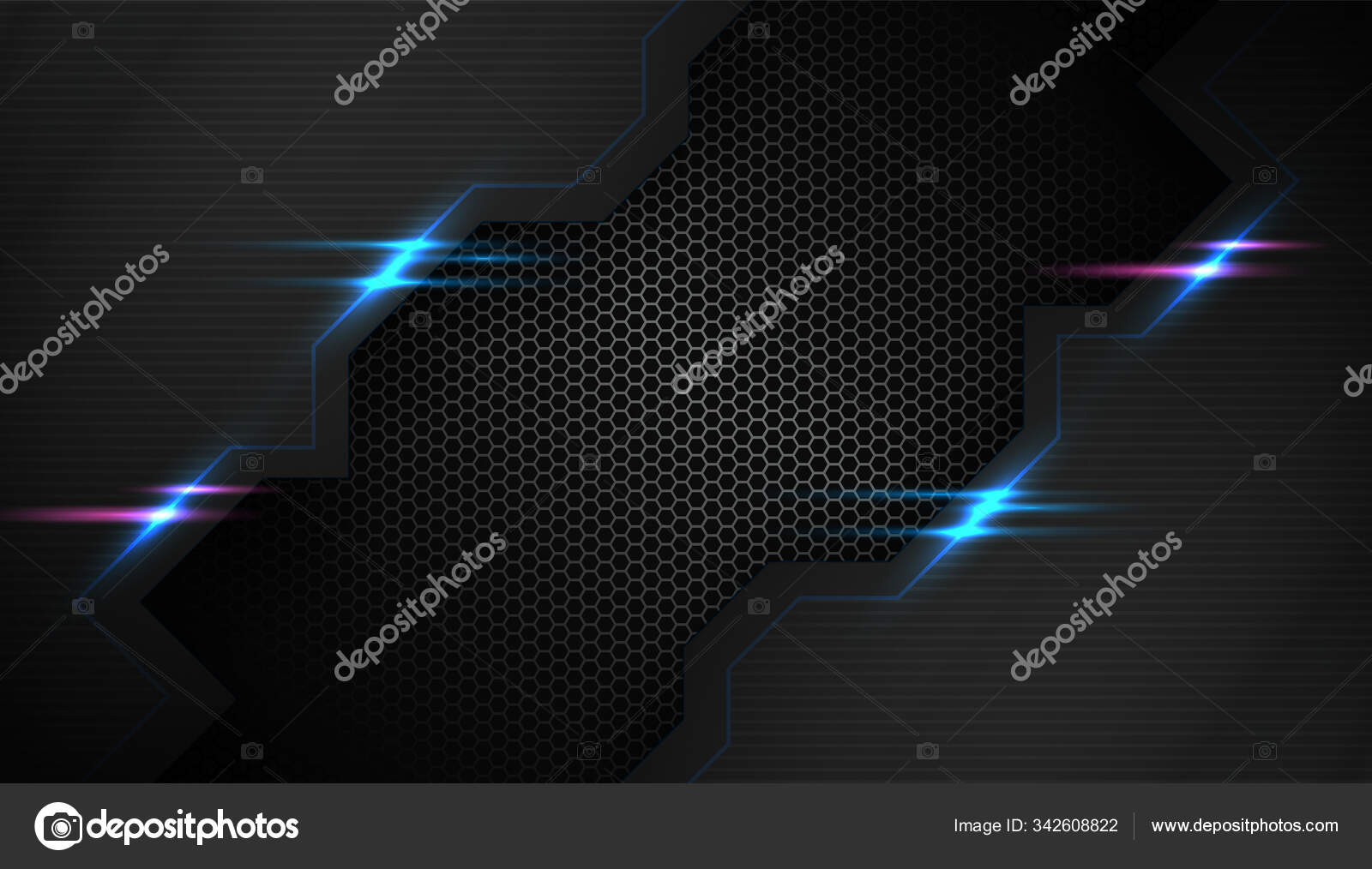 Vector Illustration Blue Neon Futuristic Background Design Copy Space ...
