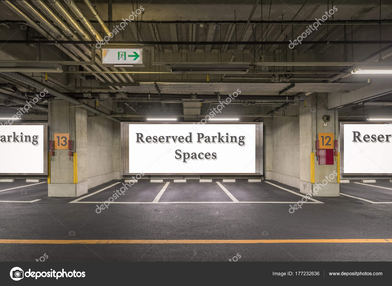 Parking Garage Underground Interior Reserved Parking Apaces Sign Board ...