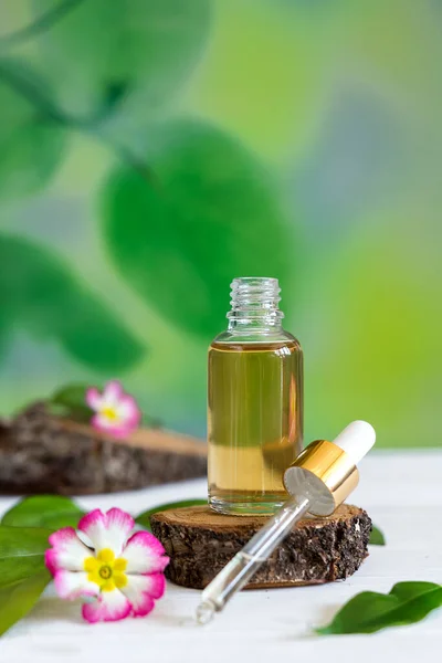 Organic cosmetics, natural oil, handmade with herbal and primrose ...