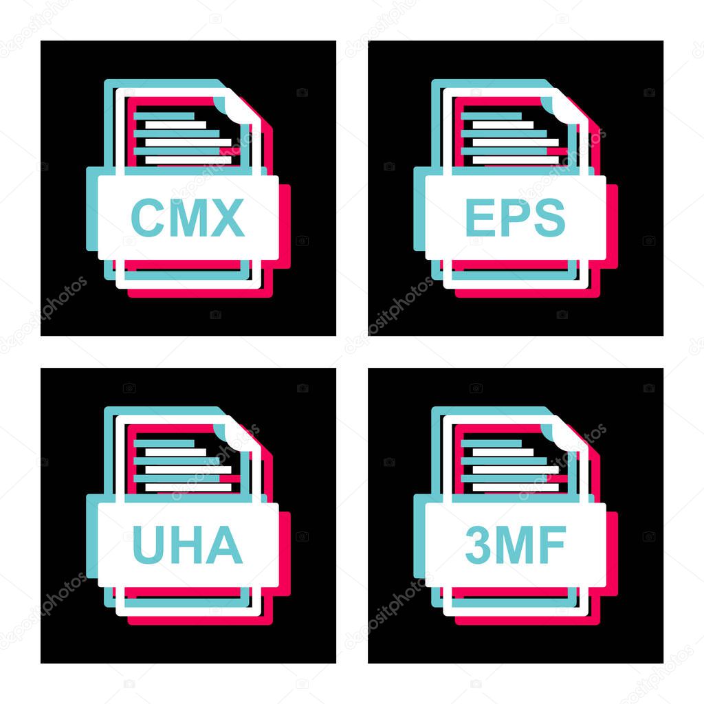 Set File Formats Icons — Stock Vector © IYIKON #369980482