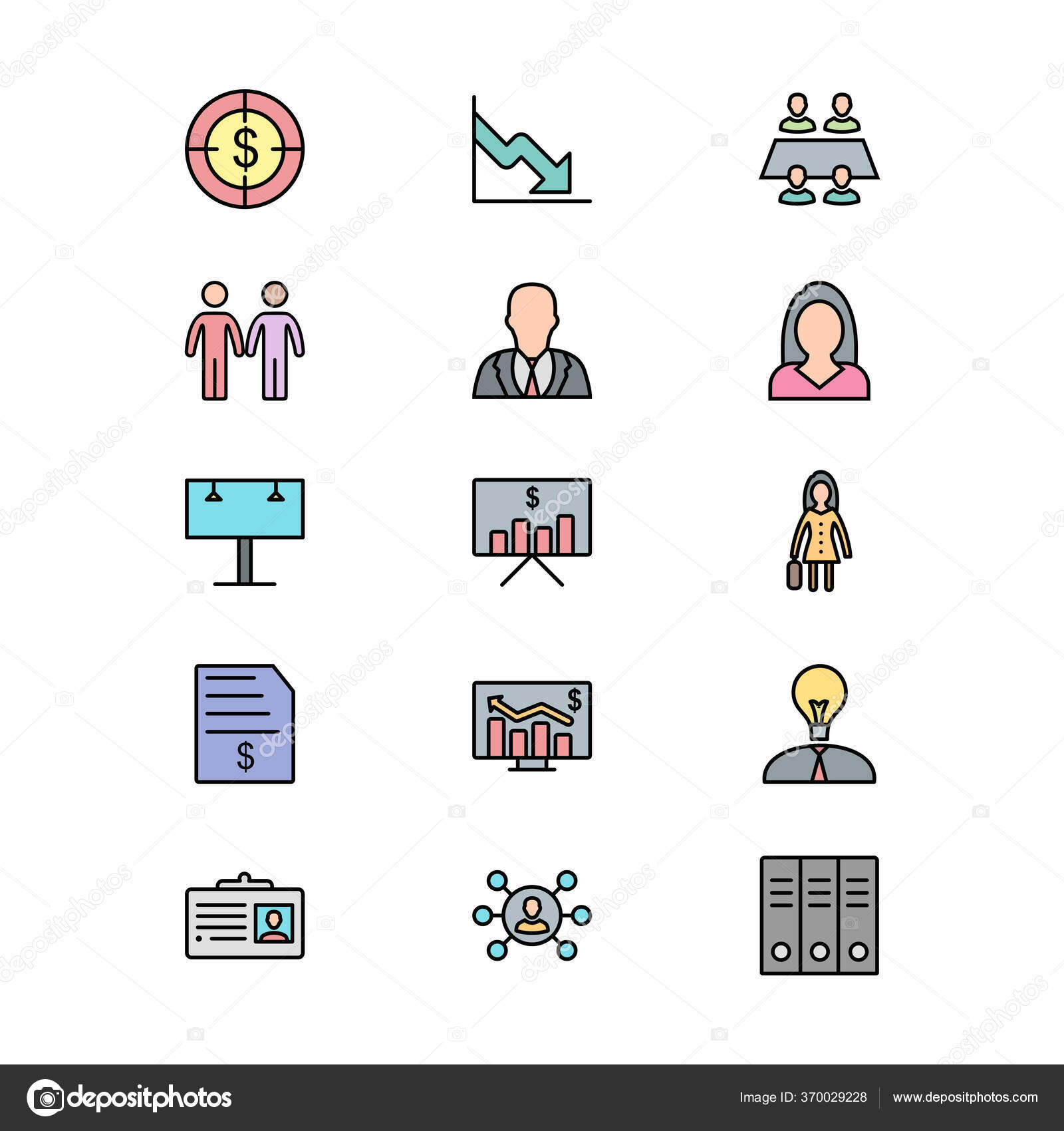 Set Business Icons Isolated White Background Stock Vector Image by ...