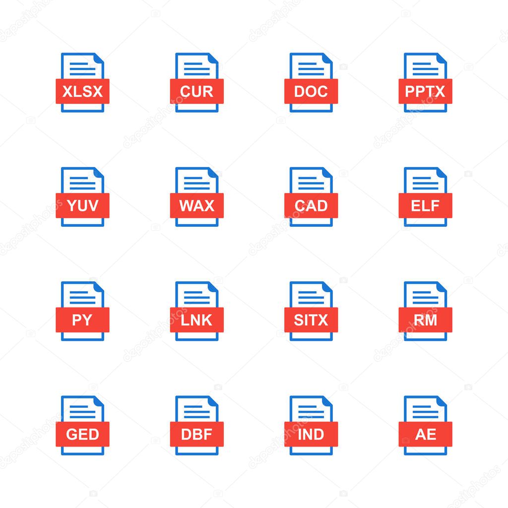 Set File Formats Icons — Stock Vector © IYIKON #370055424