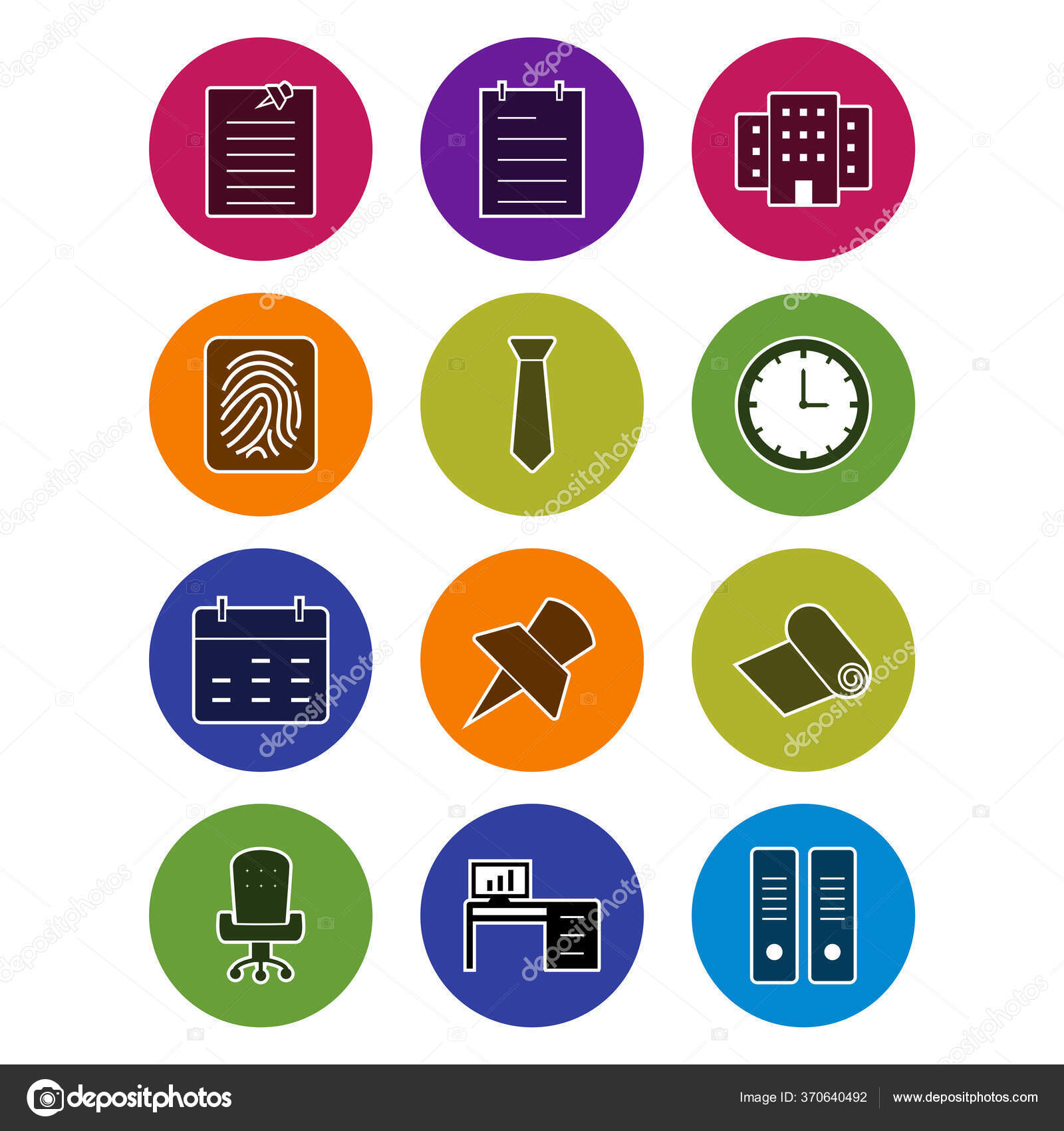 Set Office Icons Isolated White Background Stock Vector Image by ...