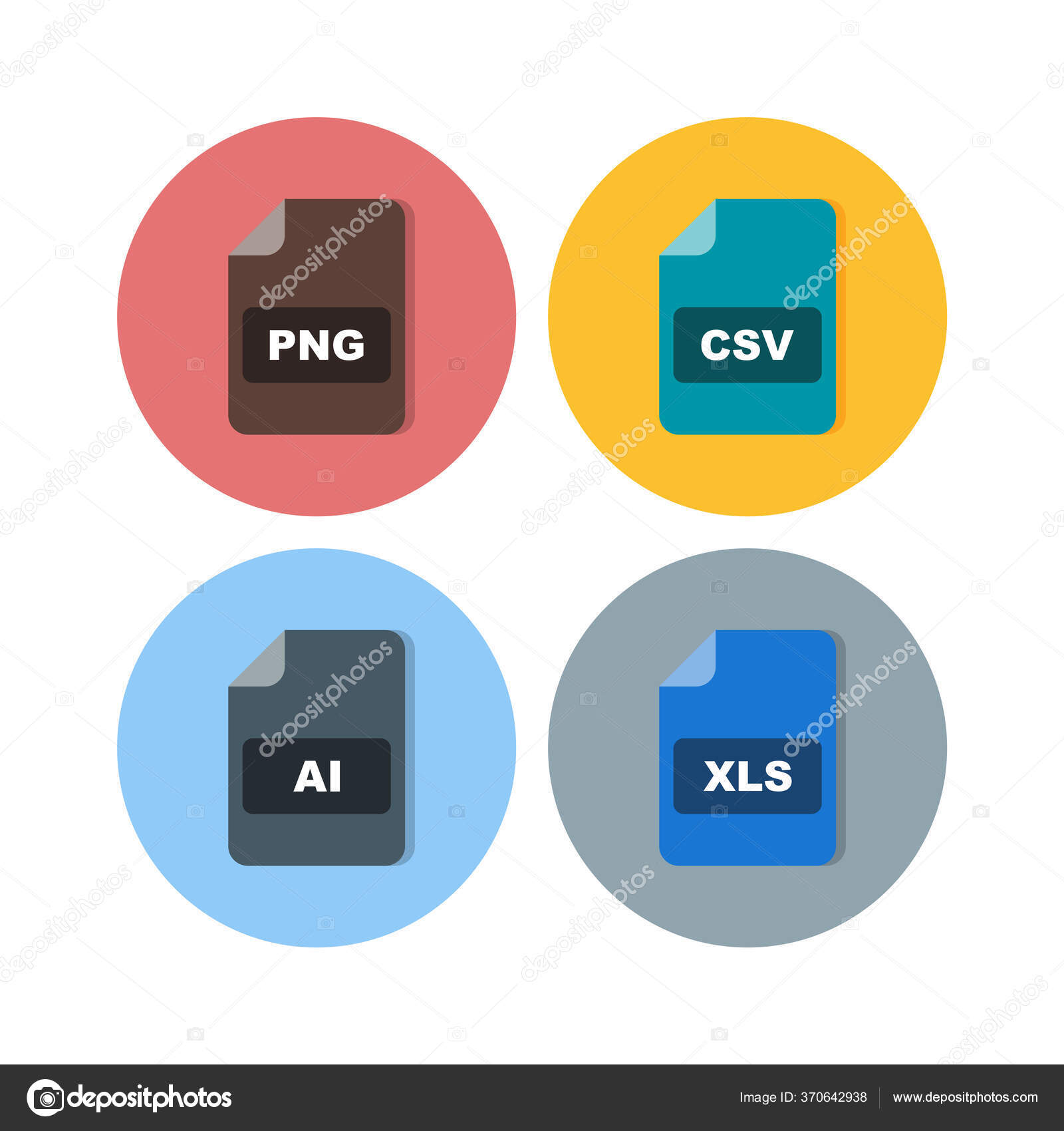 Set File Formats Icons Isolated White Background Stock Vector Image by ...