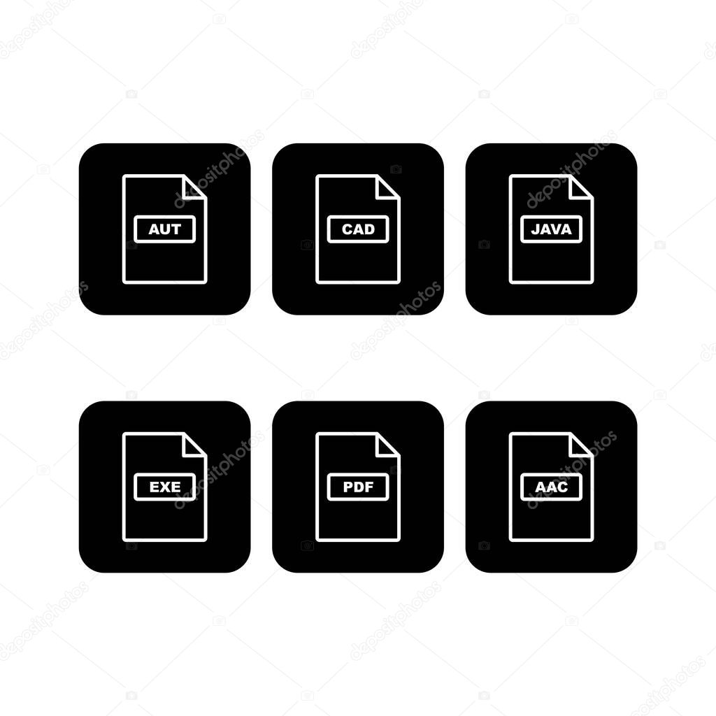6 Conjunto de iconos de formatos de archivo aislados sobre fondo blanco ...