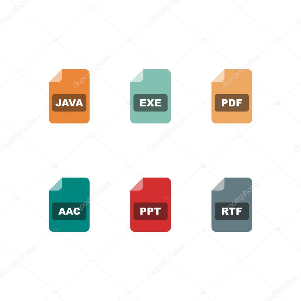 6 Conjunto de iconos de formatos de archivo aislados sobre fondo blanco ...