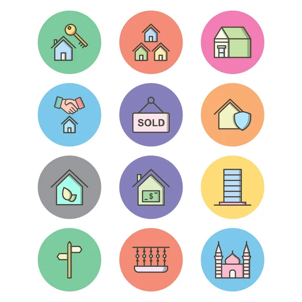 Set Iconos Inmobiliarios Sobre Fondo Blanco Vector Elementos Aislados ...
