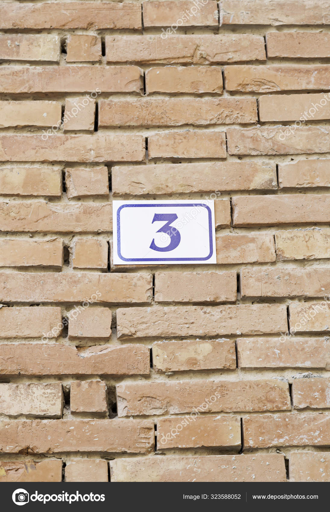 Number Three Brick Wall Detail Number Information City Textured ...