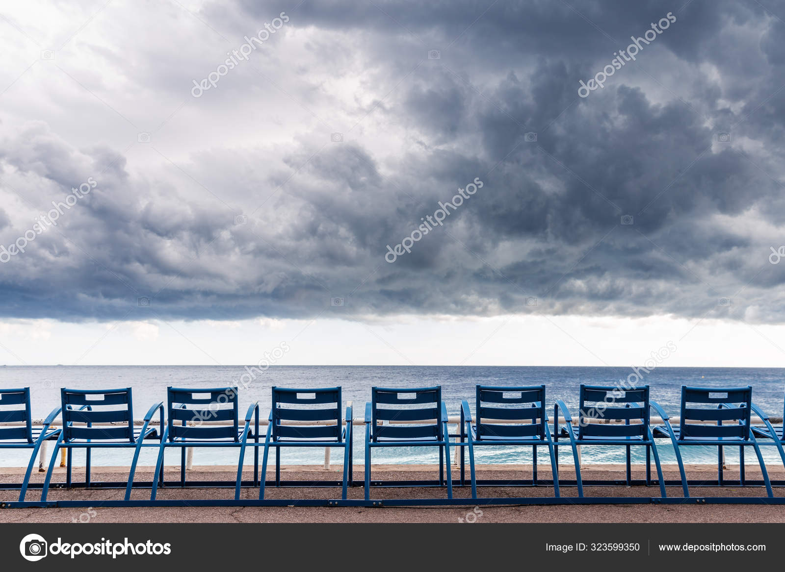 Vacant Seat View Point Rest Area Background Dark Clouds Cover Stock ...