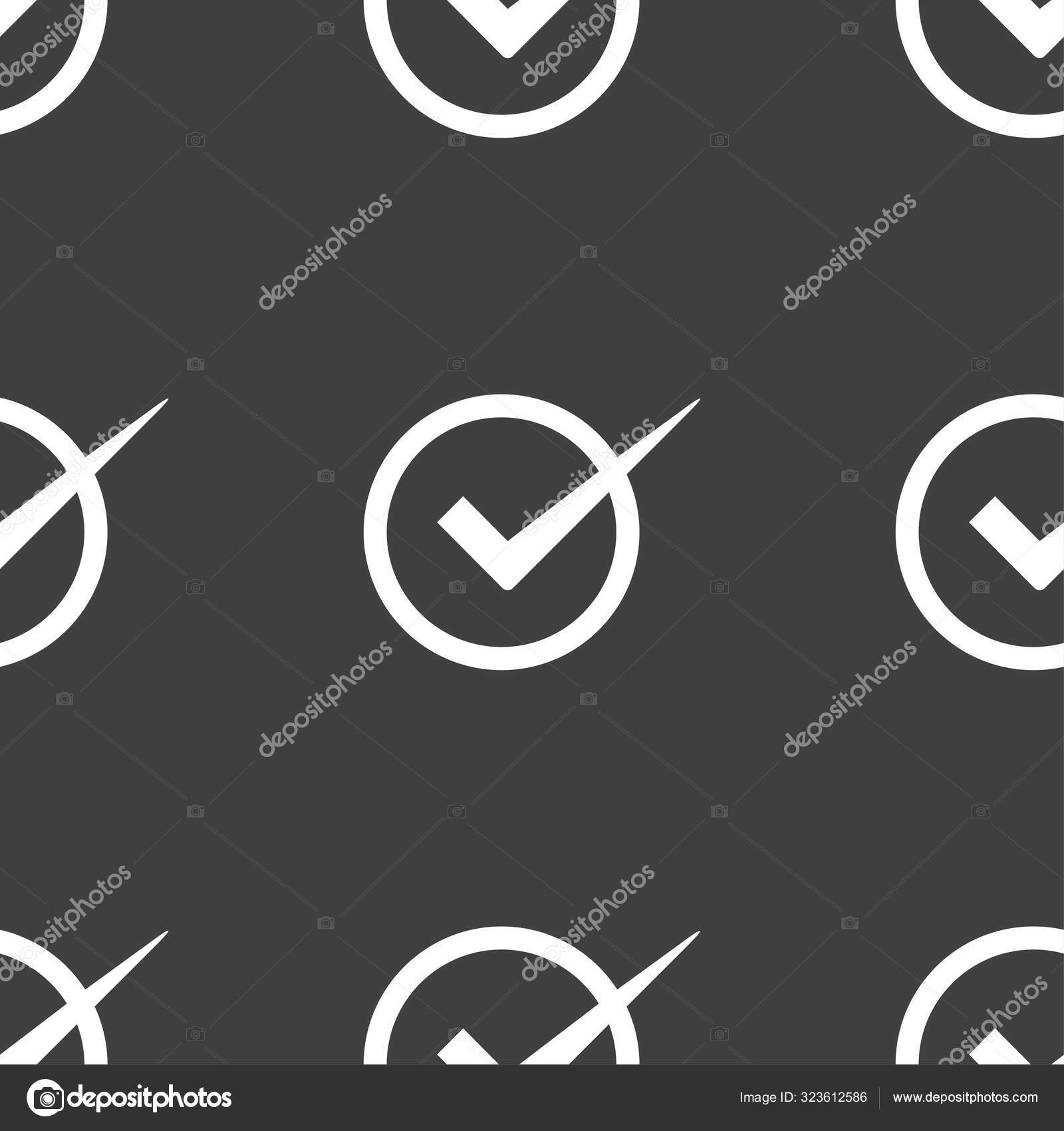 Check Mark Sign Icon Checkbox Button Seamless Pattern Gray Background ...