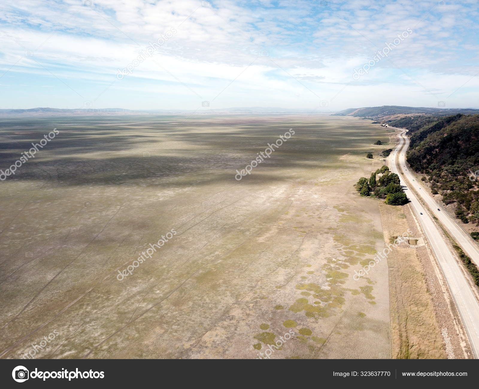 Empty Lake George Nestled Farmland Federal Highway Australia Lake ...