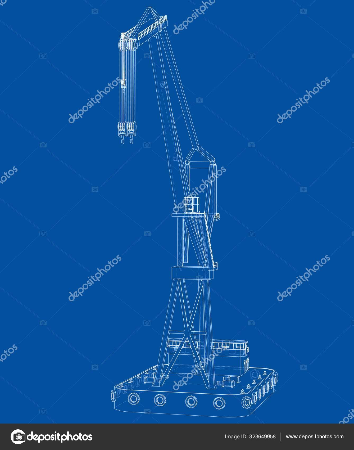 Floating Crane Illustration Blueprint Wire Frame Style Stock Photo by ...