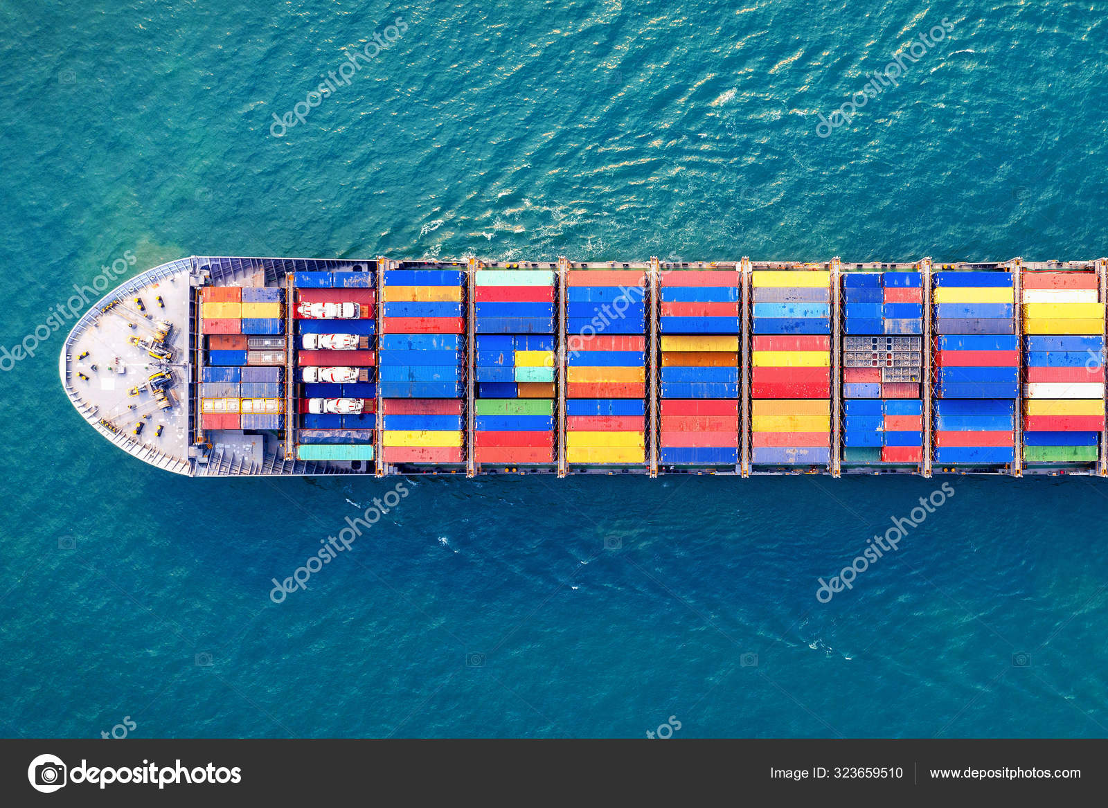 Aerial View Container Cargo Ship Sea Stock Photo by ©YAYImages 323659510