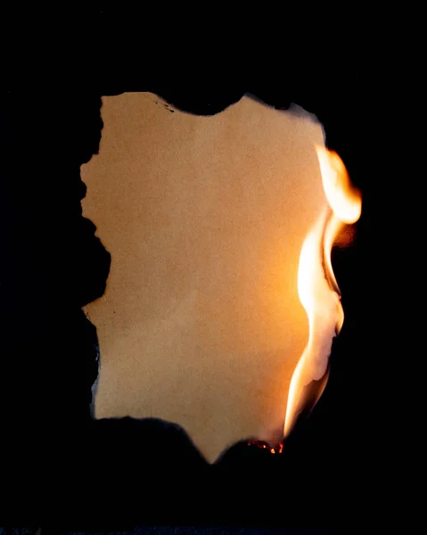 Burning Piece Paper Black Background — Stock Photo © YAYImages #323572460