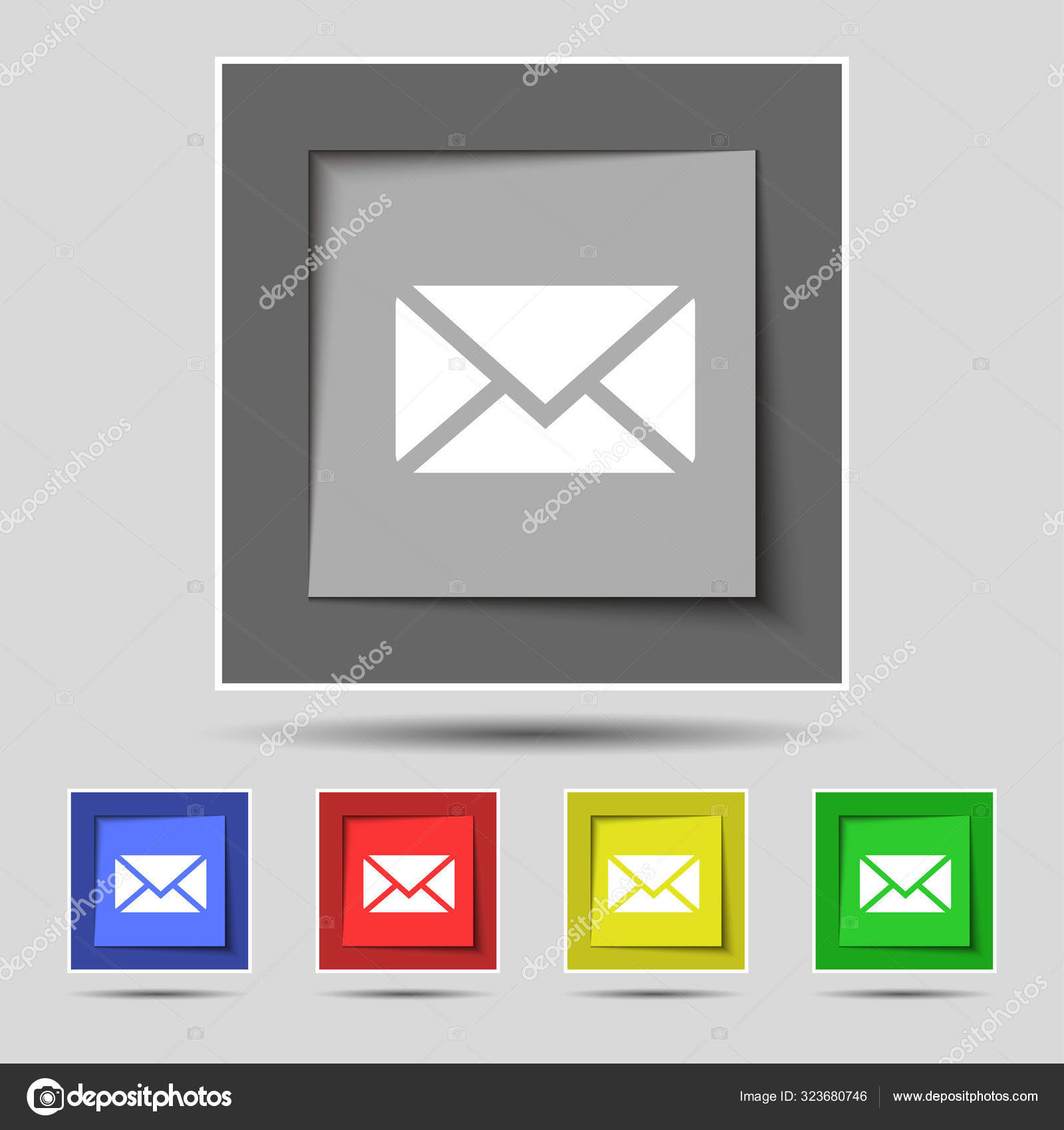 Mail Envelope Message Icon Sign Original Five Colored Buttons ...