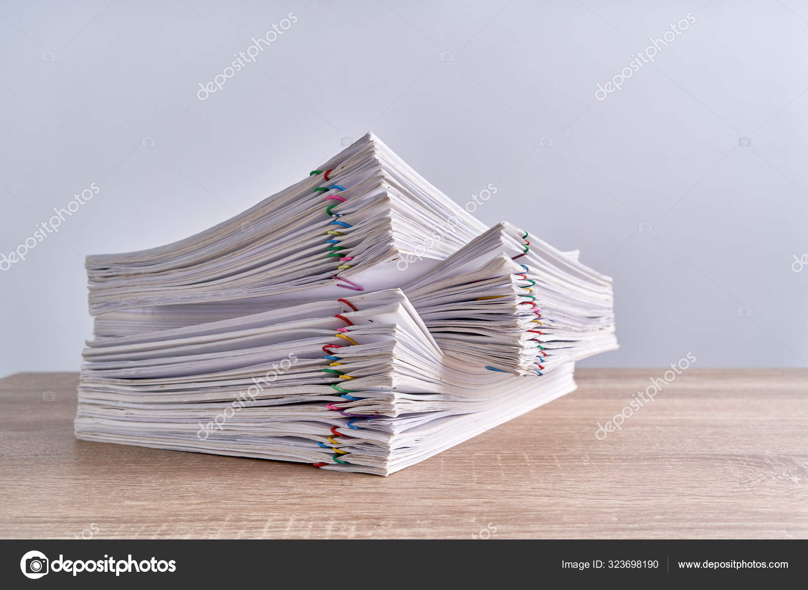 Pile Overload Paperwork Report Receipt Colorful Paperclip Place Wood ...