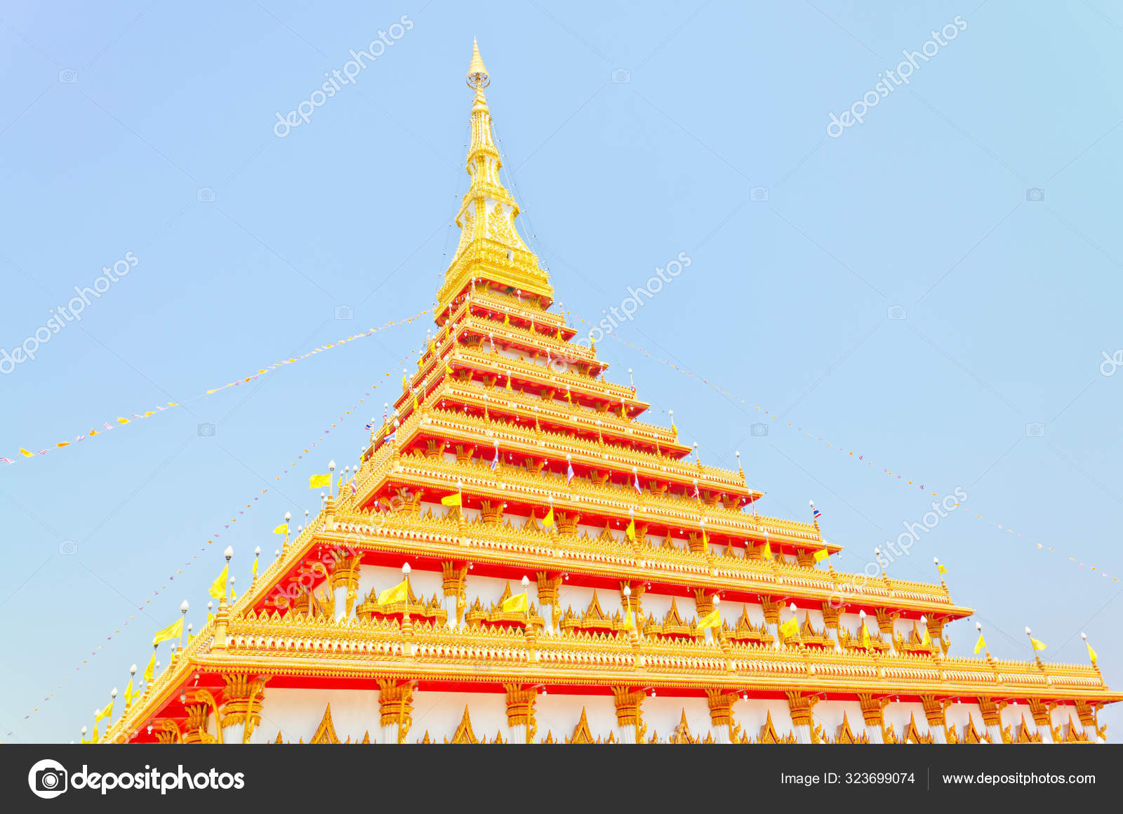Golden Pagoda Thai Temple Buddha Church Thai Temple Style Stock Photo ...