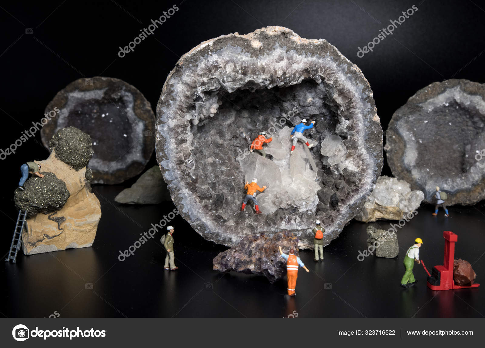 Little Puppets Busy Cave Exploring Mining Nice Crystals Geode Stone Stock Photo by ©YAYImages ...