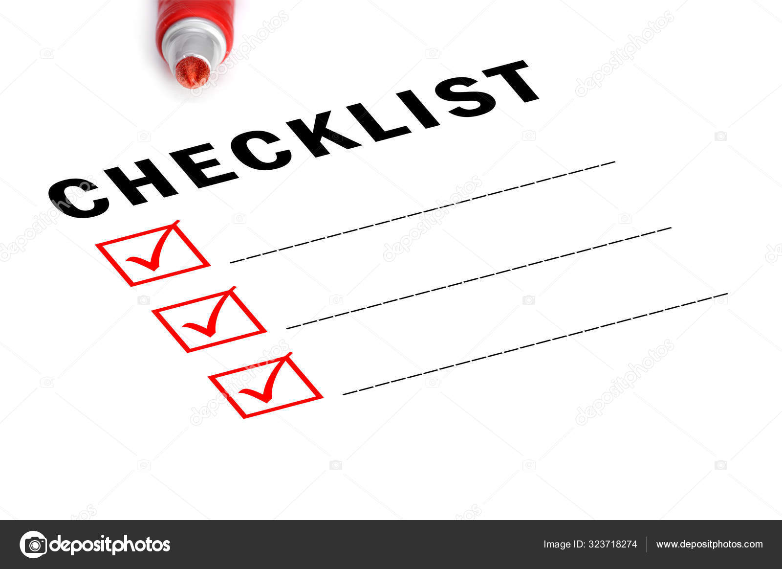 Checklist Red Felt Marker Checked Boxes — Stock Photo © YAYImages ...