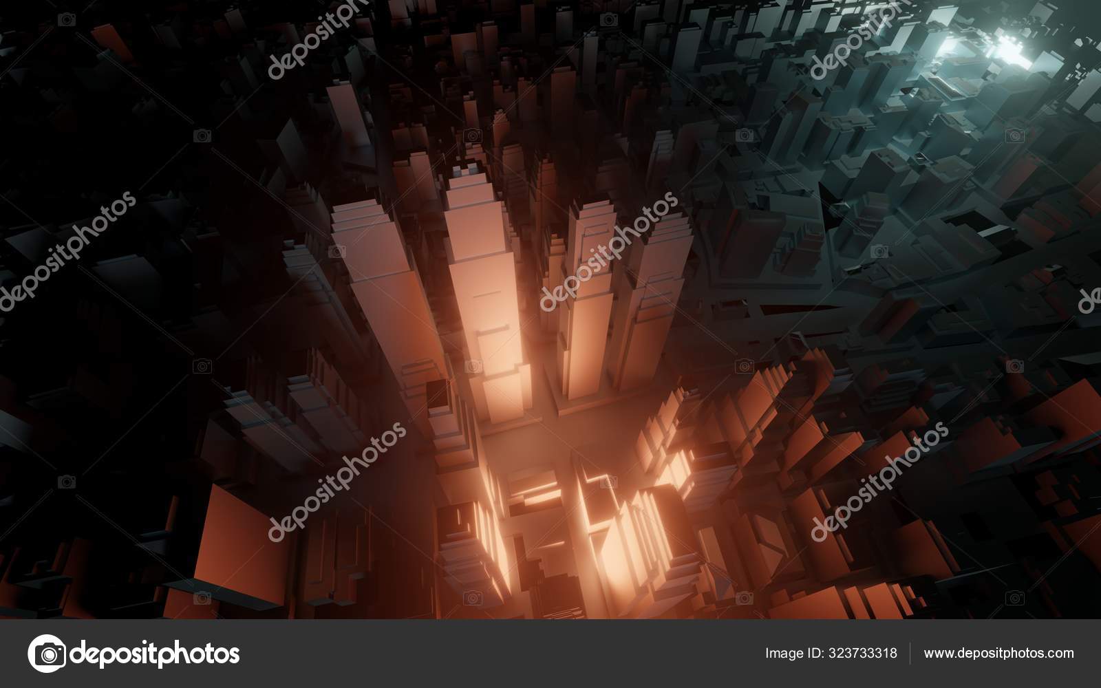 City Bright Flashes Dark Background Architectural Concept Urban ...