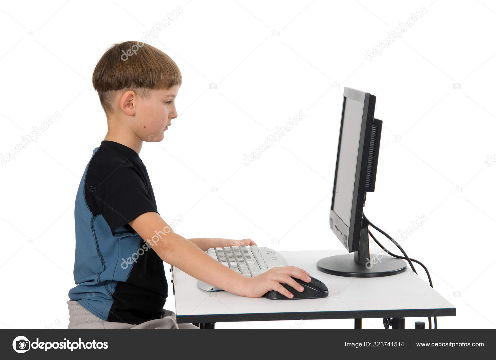 Boy Computer Cordless Mouse Keyboard Stock Photo by ©YAYImages 323741514