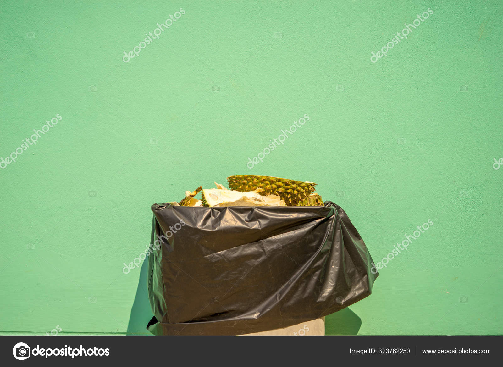 Discard Durian Peel Trash Pastel Green Background Stock Photo by ...