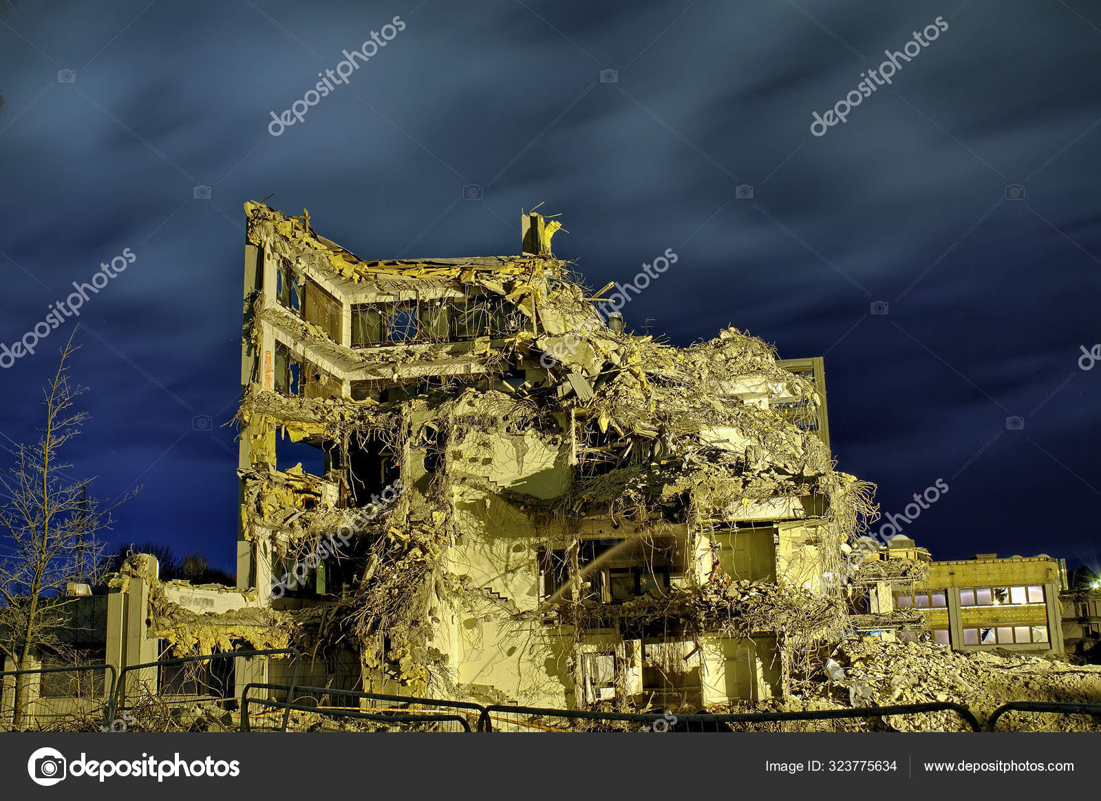 Apocalyptic Photo Heavily Damaged Concrete Office Building Only Two ...
