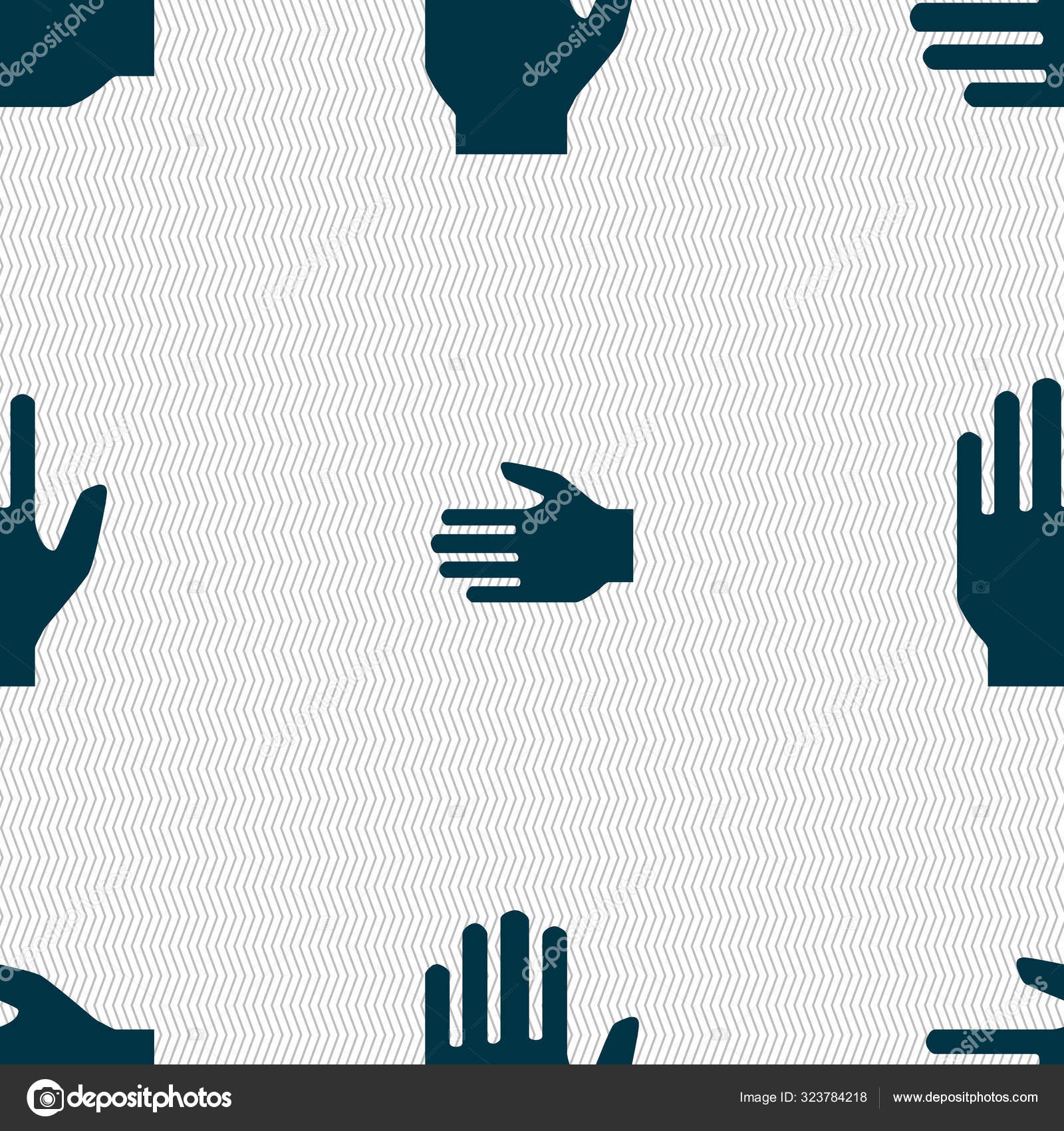 Hand Print Sign Icon Stop Symbol Seamless Abstract Background Geometric ...