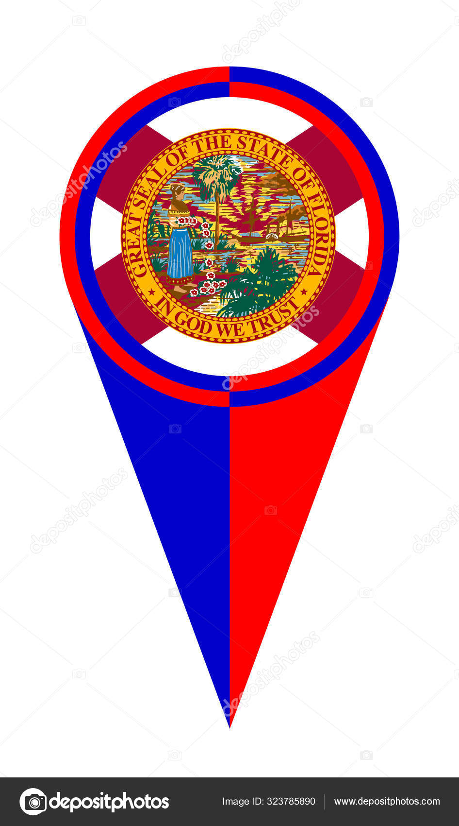 Red White Blue Florida Map Pointer Pin Icon Location Flag Stock Photo ...