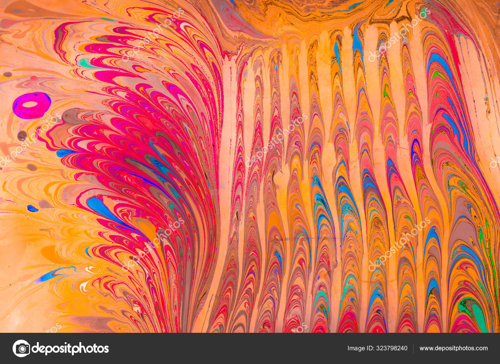 Traditional Ottoman Turkish Abstract Marbling Art Patterns Background ...