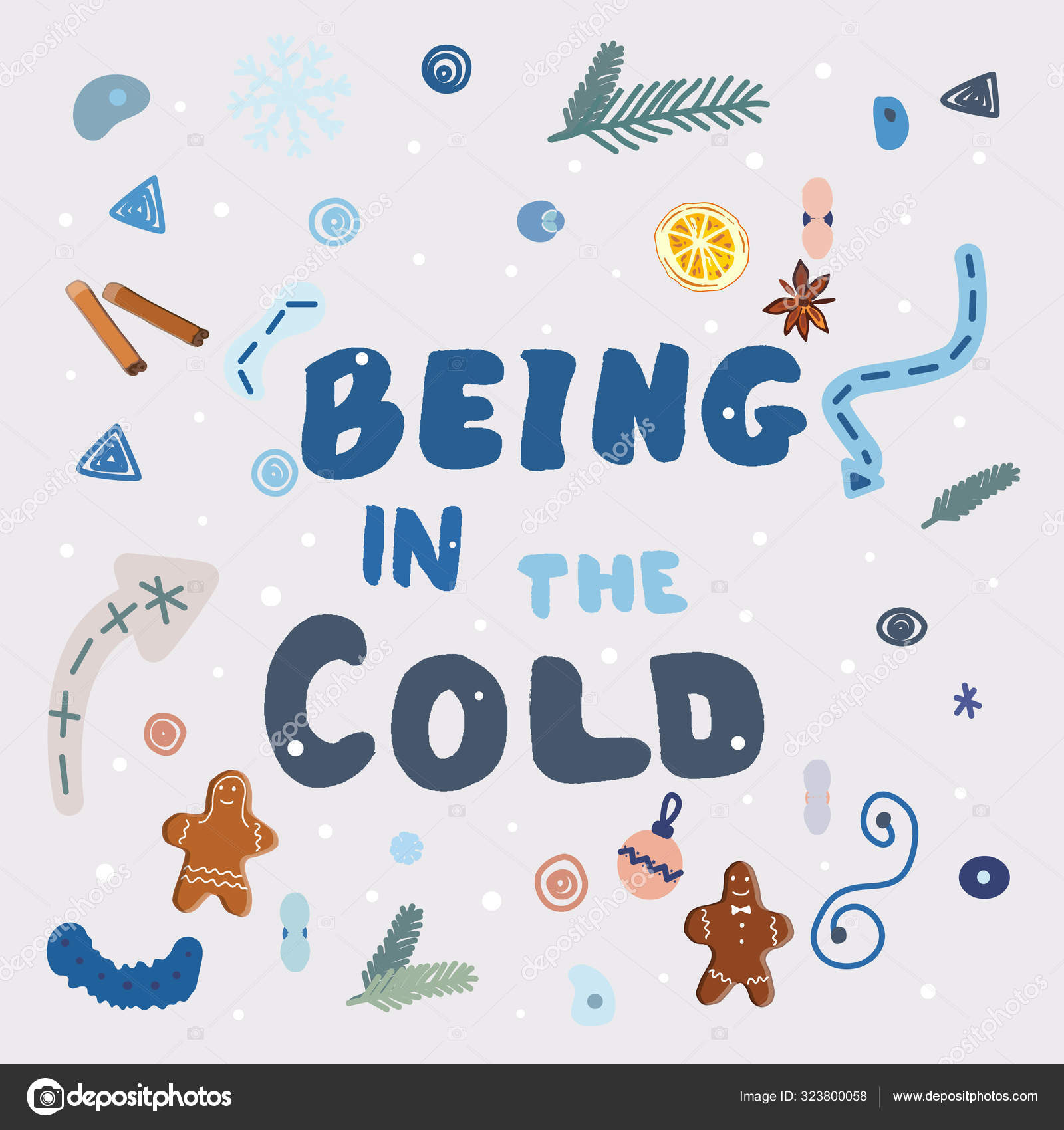 Being Cold Hand Lettering Illustration Doodle Winter Elements Stock ...