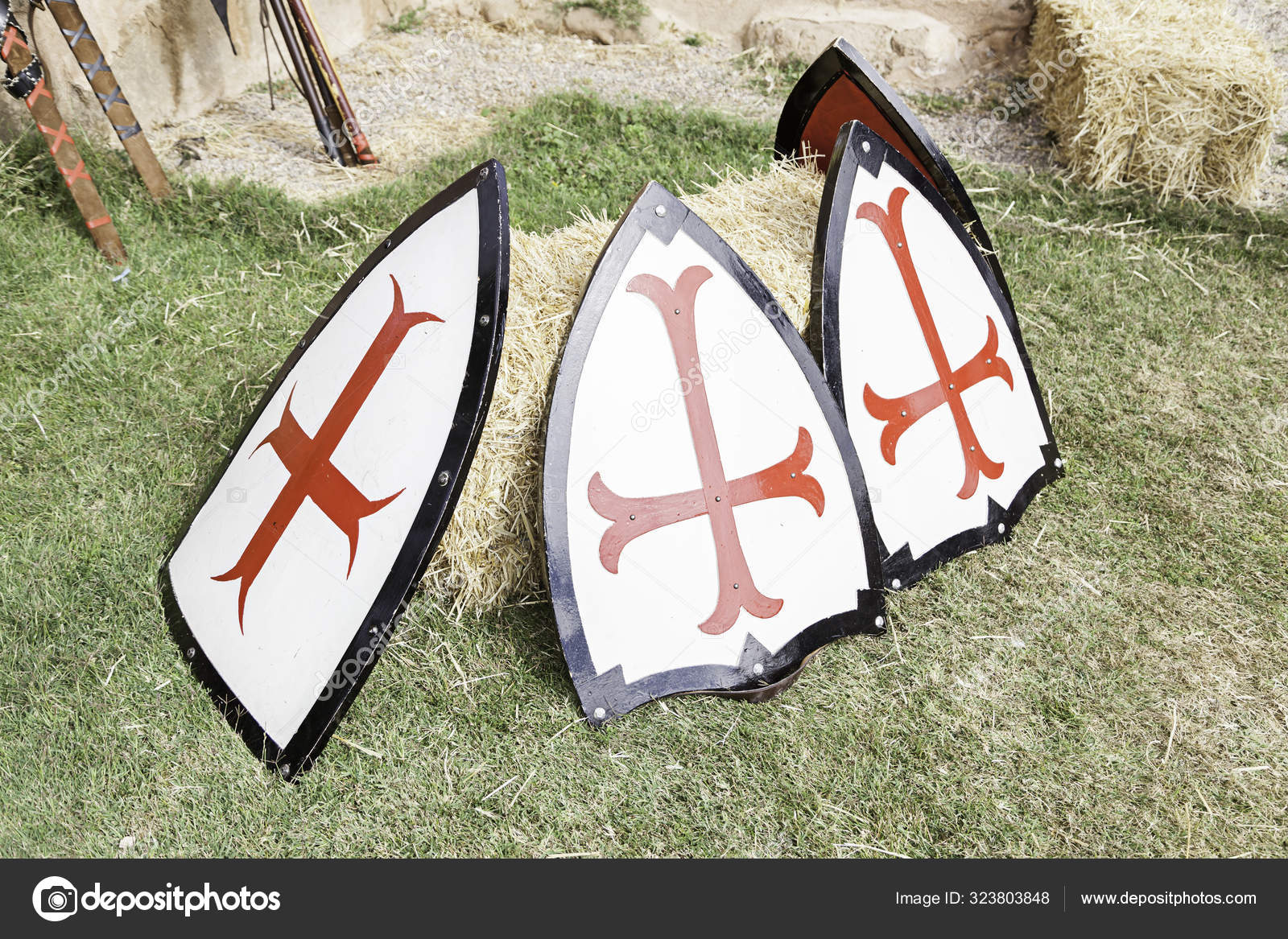 Old Medieval Shields Detail Old Tool War Protection Inquisition Stock ...