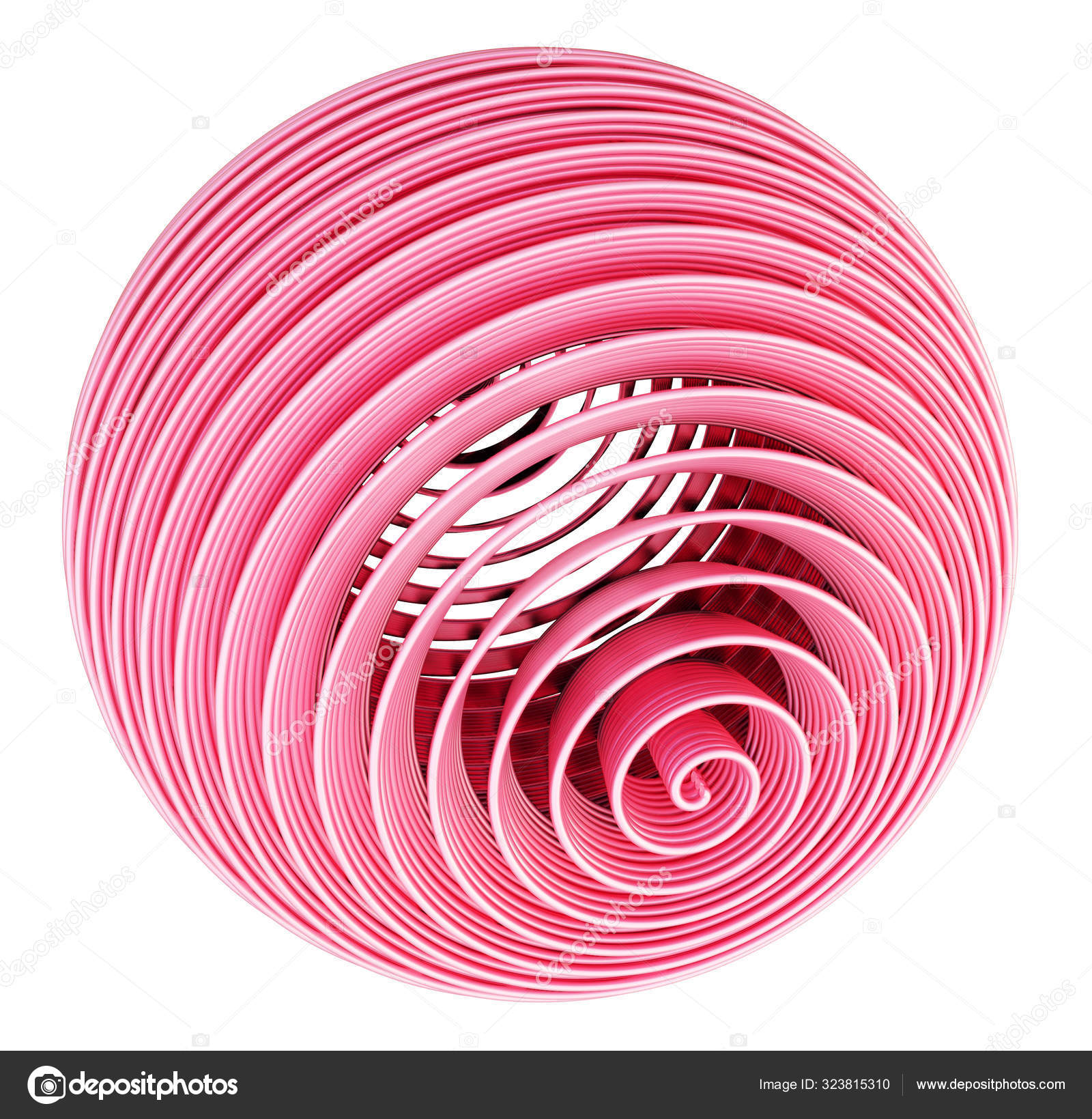 Abstract Pink Spiral Sphere Isolated White Background Illustration ...